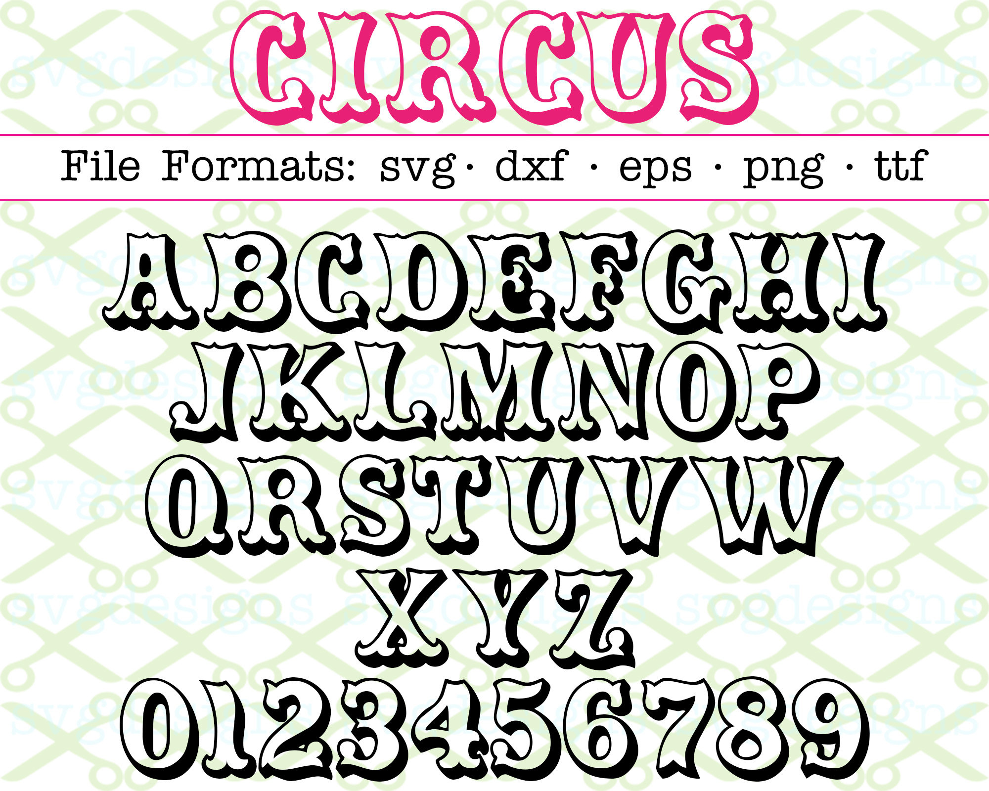 CIRCUS Monogram Svg Letters & Numbers, Circus Outline Letters Svg Dxf ...