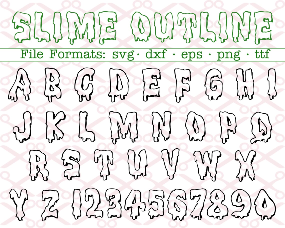 SLIME Monogram Svg Letters Numbers, Slime Outline Letters Svg Dxf Eps ...