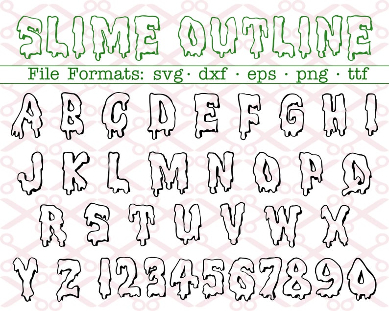 SLIME Monogram Svg Letters Numbers, Slime Outline Letters Svg Dxf Eps ...