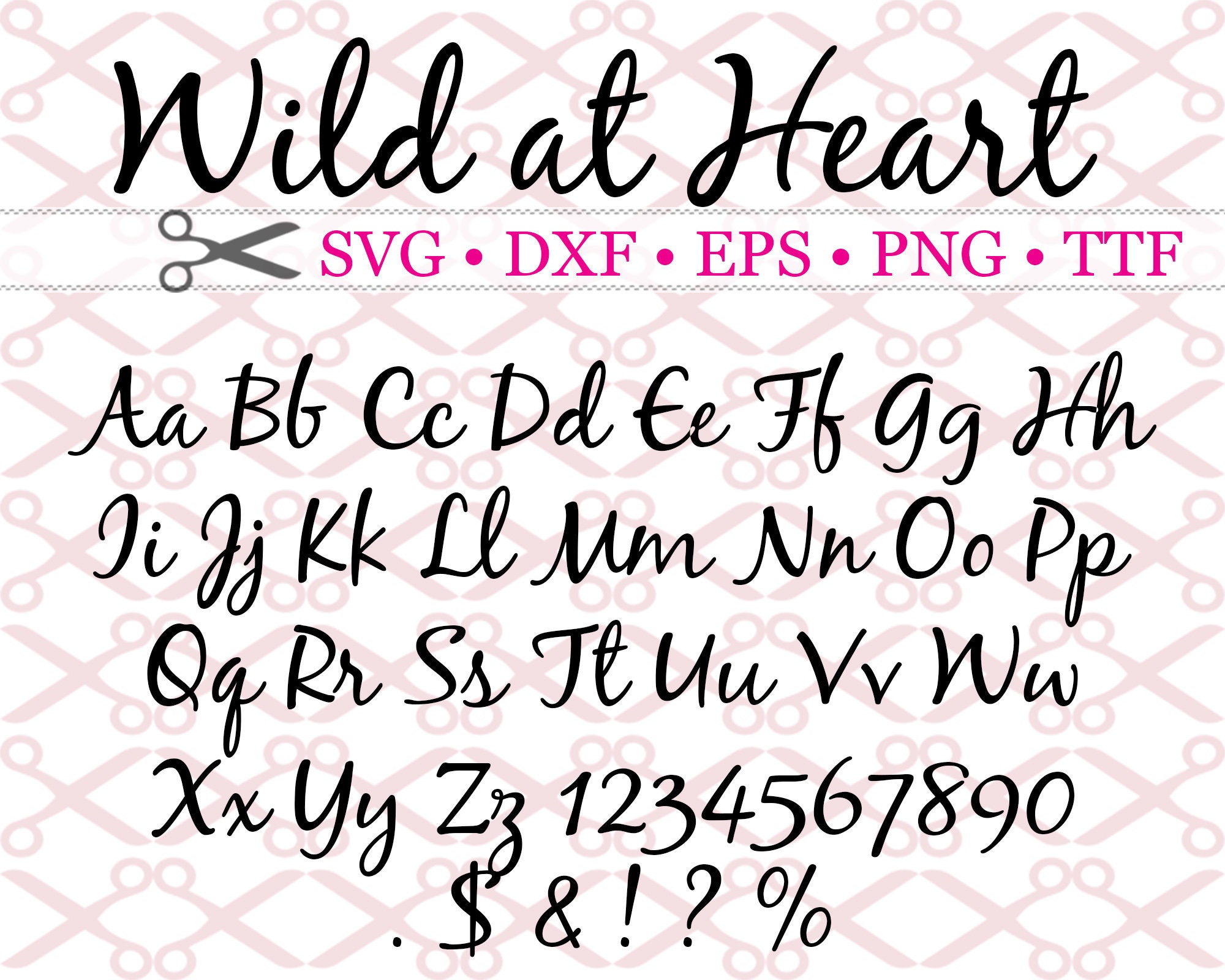 Cursive Script Font Wild at Heart Cursive Font Svg Dxf - Etsy