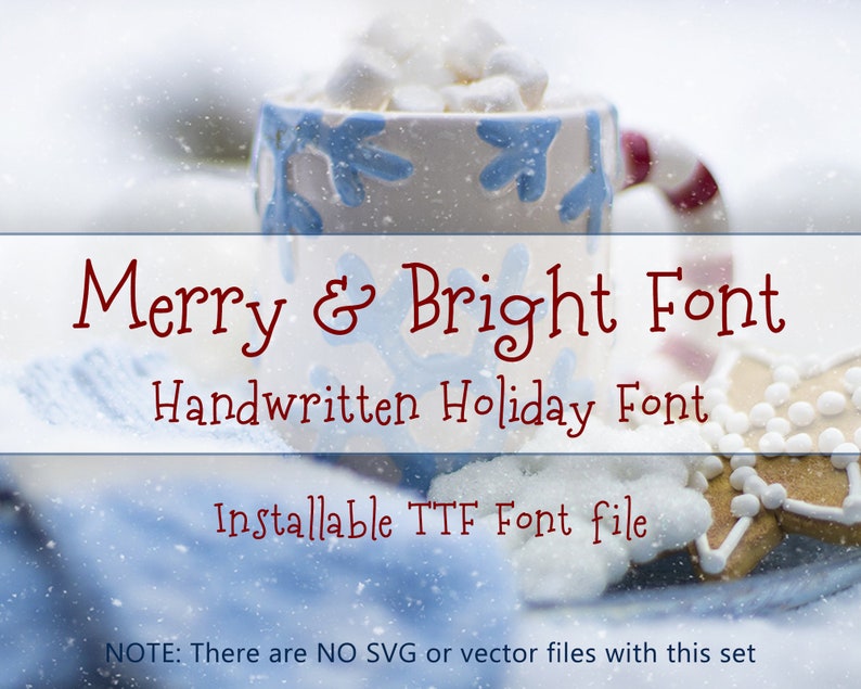 Christmas Font, Merry & Bright Font, Christmas TTF, Installable True ...