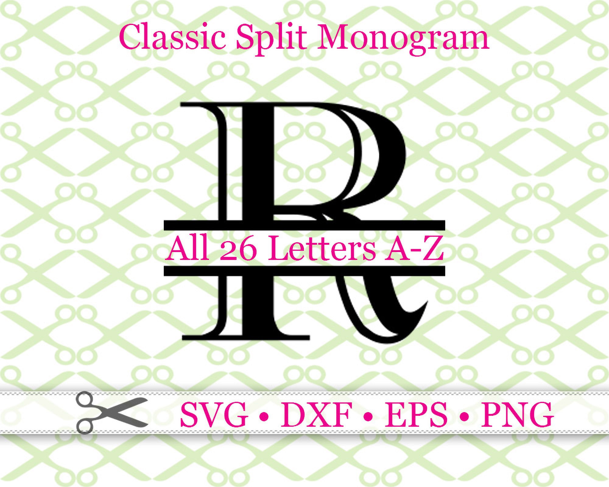 Classic Split MONOGRAM Svg, Dxf, Eps, Png Files, Outline Split Monogram ...