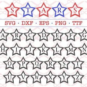 STAR Monogram Letters, Star Font Svg Dxf Eps Png,all Capital Letters ...