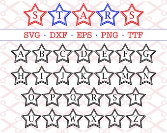 STAR LETTERS Svg Monogram Files Eps Dxf TTF Png Patriotic - Etsy
