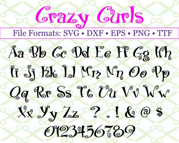 Crazy Curls Curly Font Monogram SVG Font Retro Font Svg - Etsy