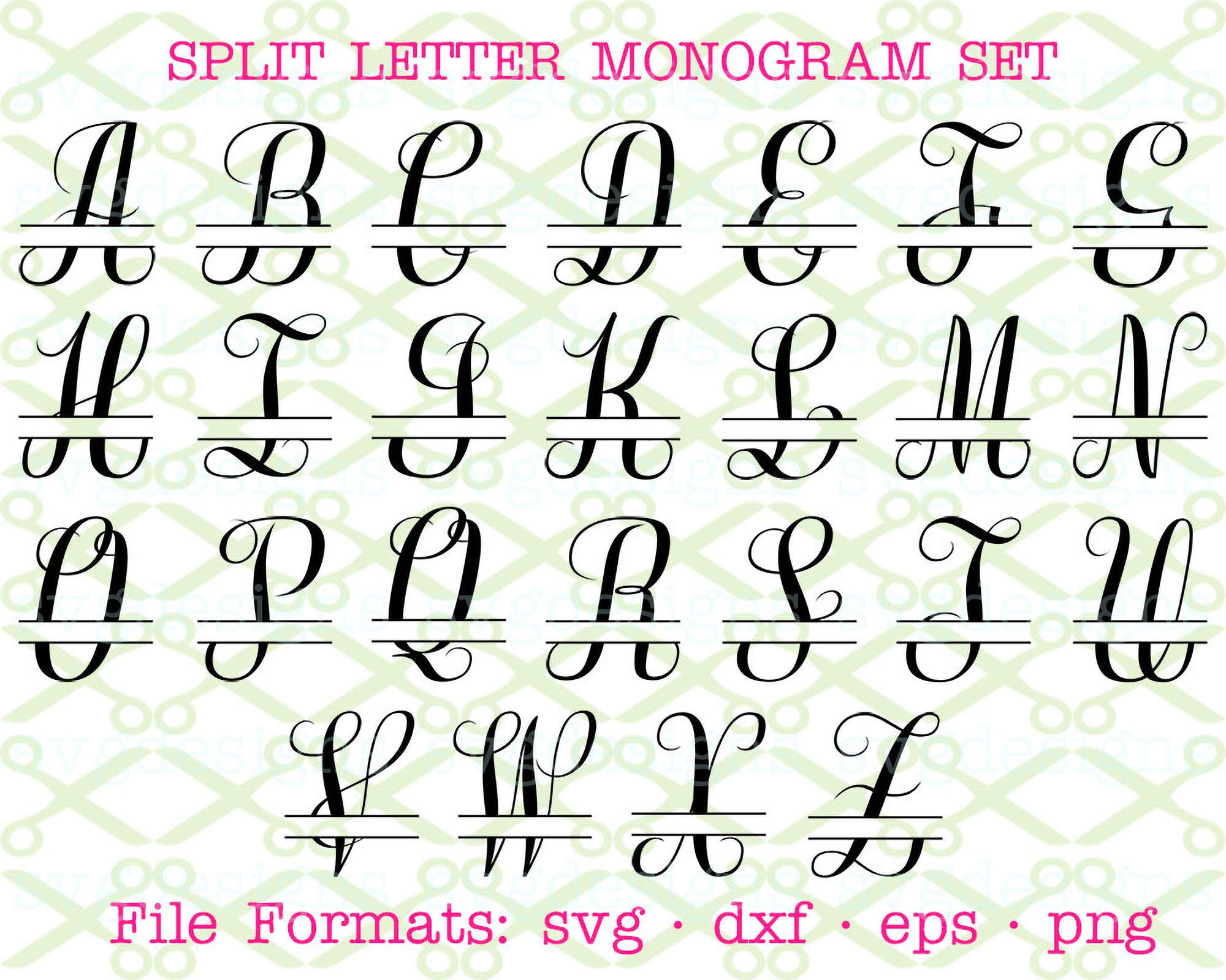 Script SVG Split Letter Monogram Dxf Eps Png 26 (Instant Download) - Etsy