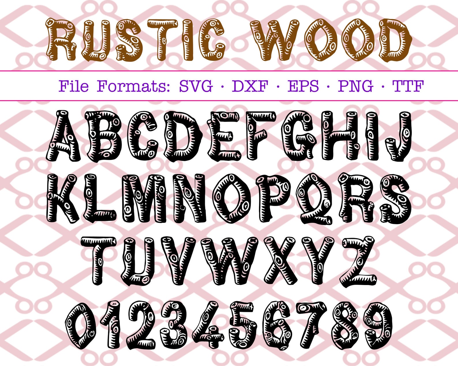 Rustic Wood Svg Letters & Numbers Wooden Logs Svg Dxf Eps - Etsy