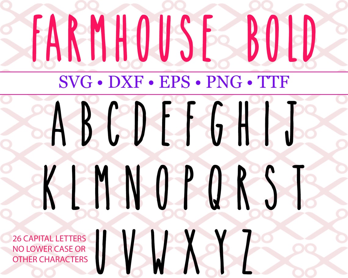 FARMHOUSE BOLD Letters Svg, Dxf, Eps, Png, TTF, Capital Letters Only ...