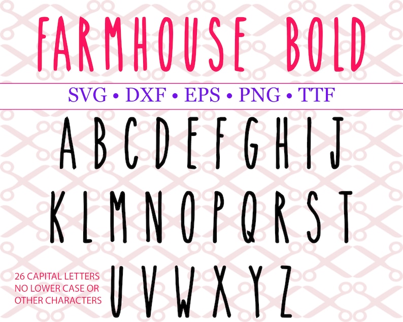 FARMHOUSE BOLD Letters Svg, Dxf, Eps, Png, TTF, Capital Letters Only ...