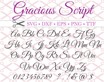 Champagne Script SVG, Fancy Script Monogram Font Svg, Dxf, Eps, Png Cursive Svg, Elegant Script ...