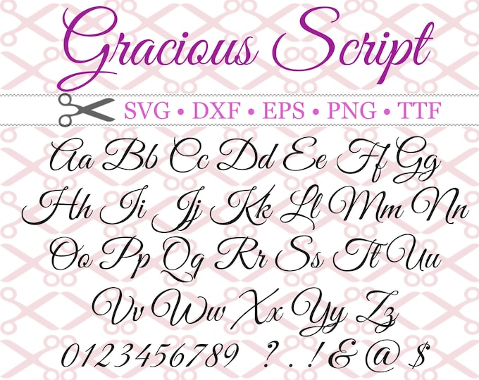 Classique Script SVG, Fancy Script Monogram Font Svg, Dxf, Eps, Png ...