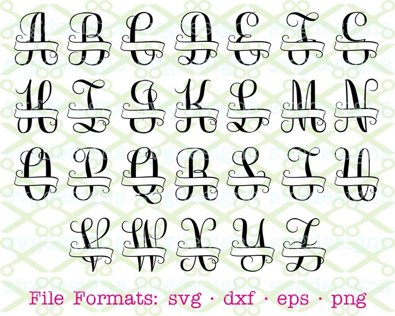 Fancy Split Letter SVG With Banner Svg Dxf Eps Png Split - Etsy