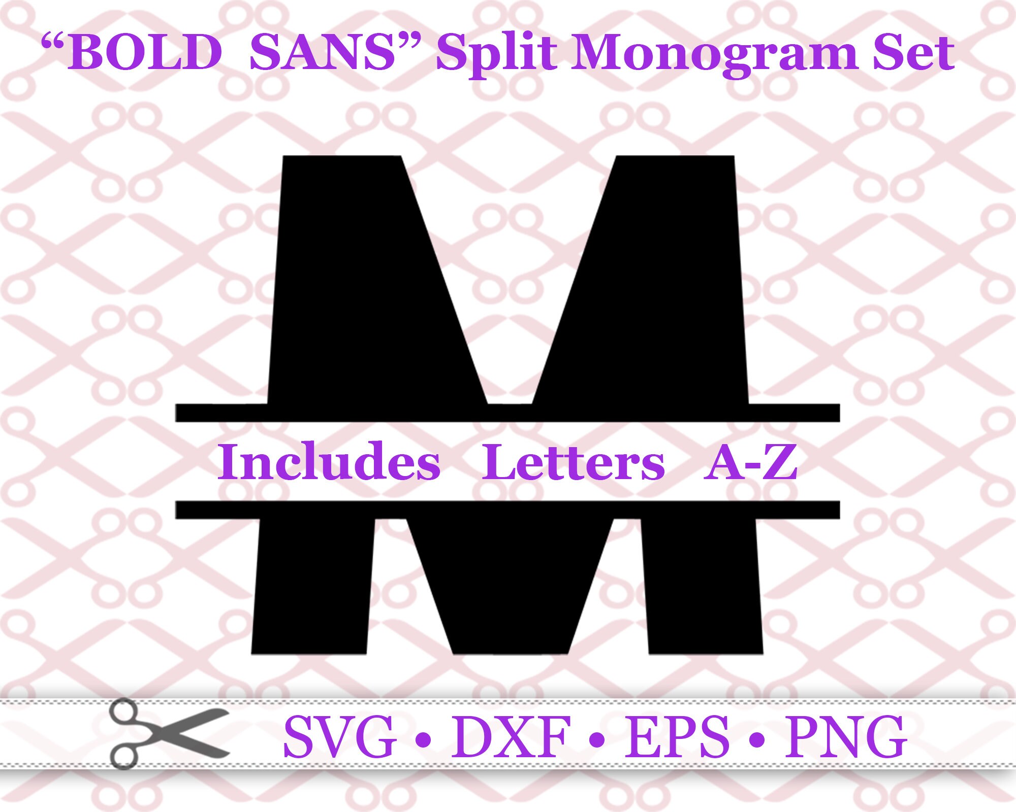 Bold Letters Split MONOGRAM Svg Dxf Eps Png Files Big Bold - Etsy