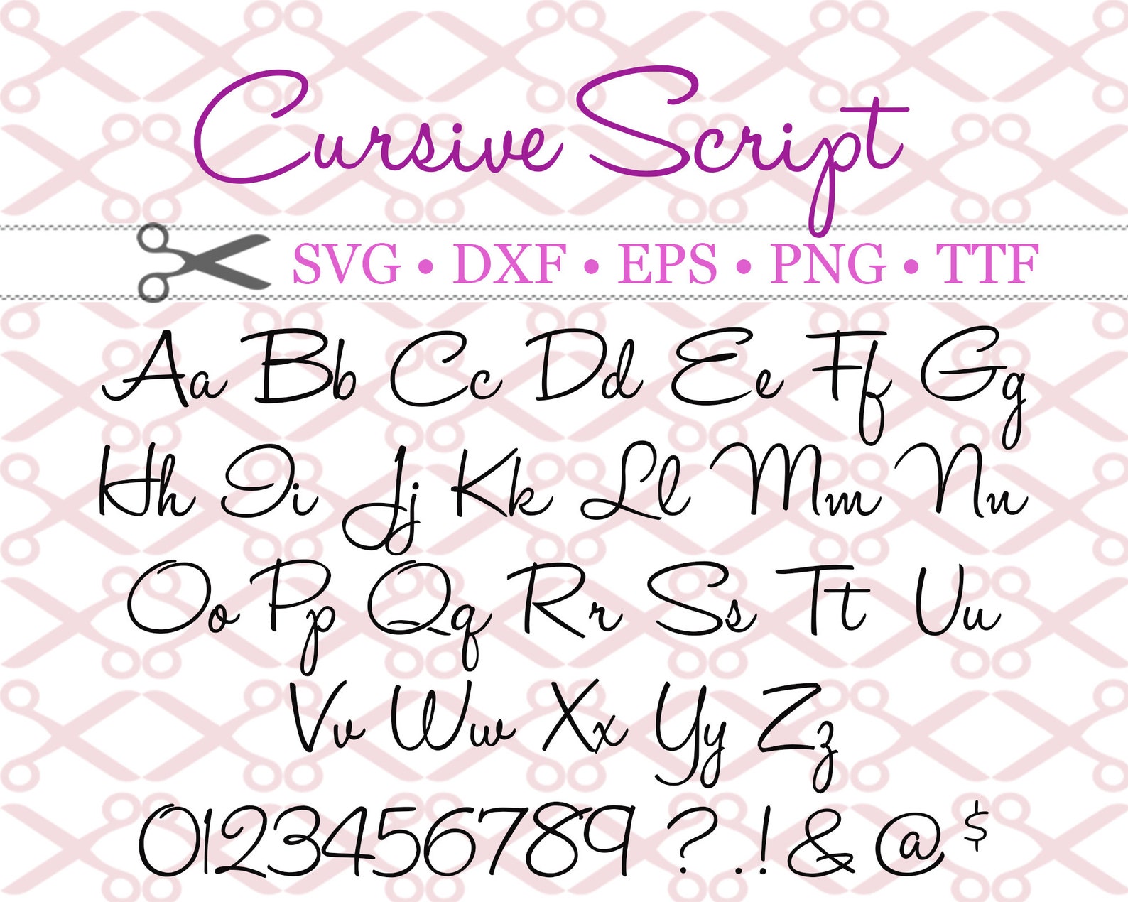 CURSIVE Script SVG Handwriting Script Monogram Font Svg Dxf - Etsy
