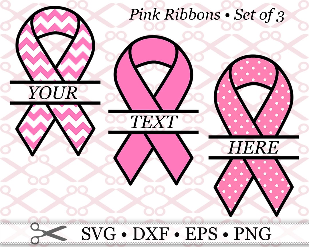 Breast Cancer Awareness Ribbon SPLIT MONOGRAM Svg, Png, Eps, Dxf, Pink ...