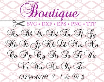 Champagne Script SVG, Fancy Script Monogram Font Svg, Dxf, Eps, Png Cursive Svg, Elegant Script ...