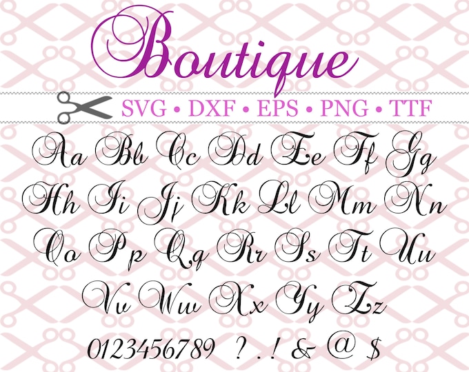 Classique Script SVG, Fancy Script Monogram Font Svg, Dxf, Eps, Png ...