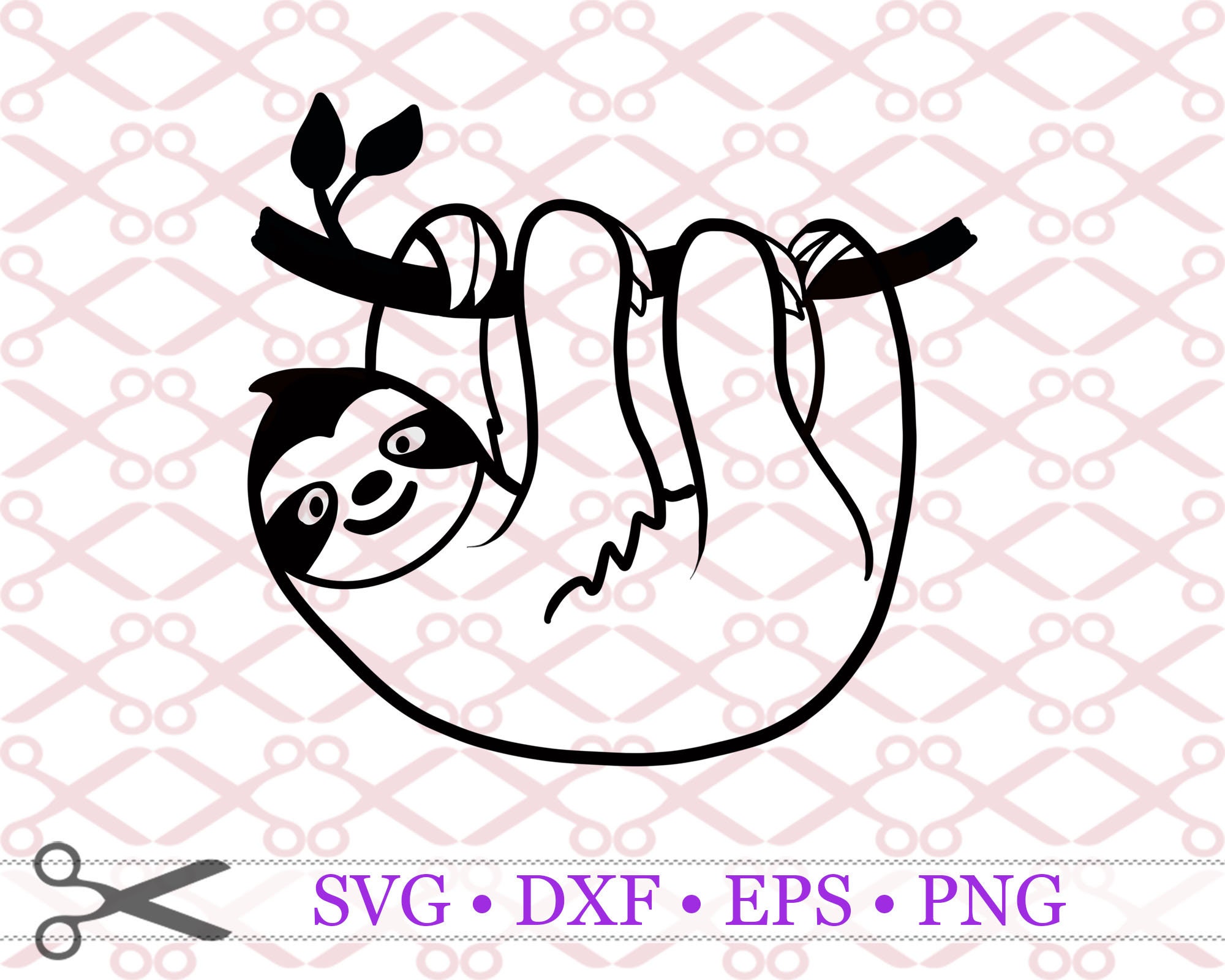SLOTH SVG, Dxf, Eps & Png. Digital Cut Files for Cricut, Silhouette ...