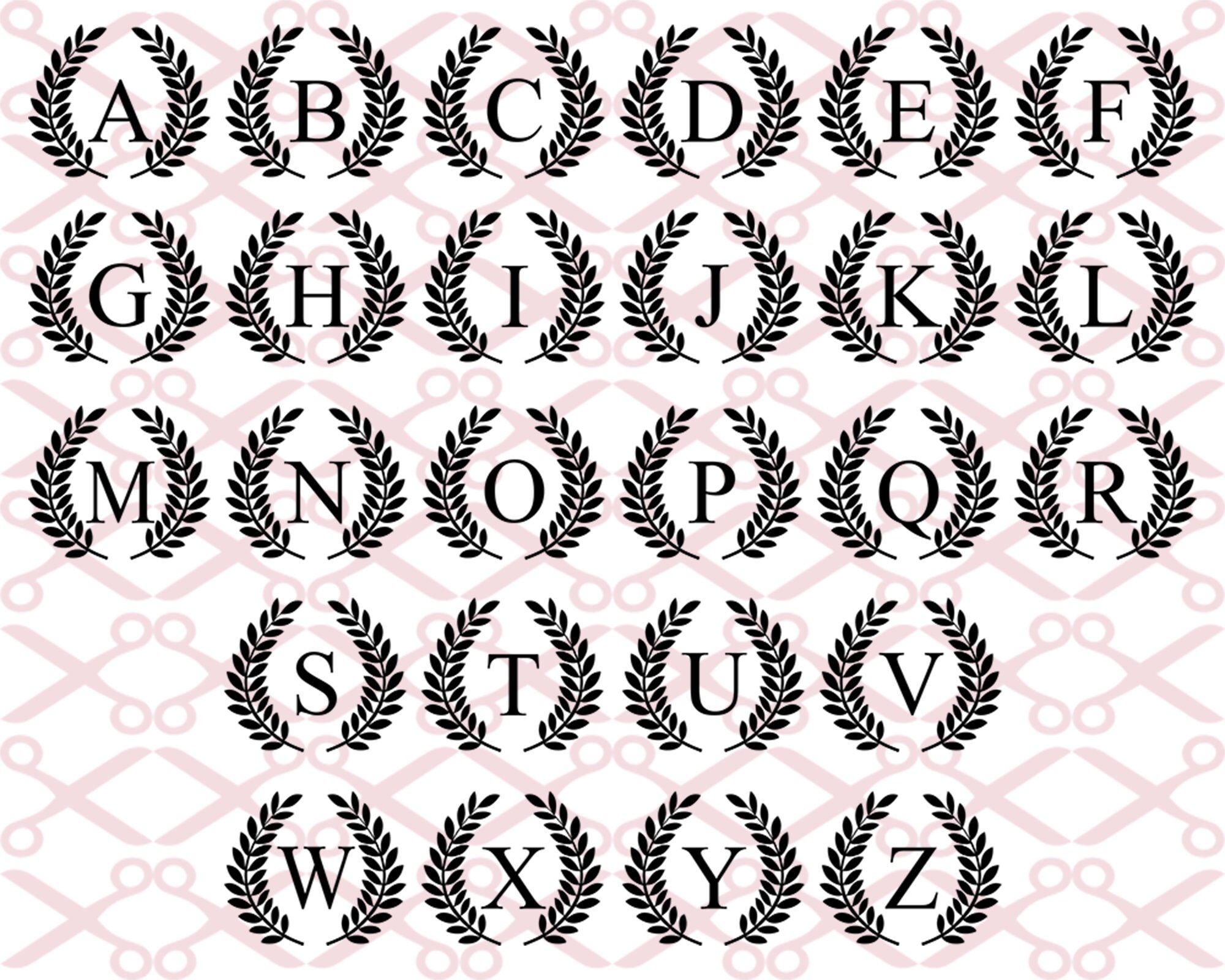 LAUREL ROMAN Monogram Svg, Dxf, Eps, Png, Ttf, Roman Letters Laurel ...