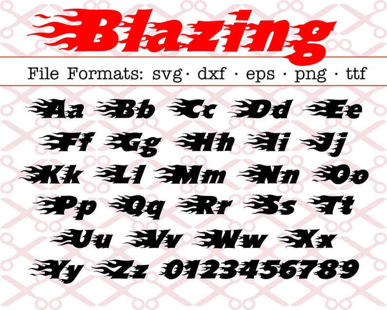 BLAZING Monogram Svg Letters & Numbers, Svg Dxf Eps, Png. Numbers ...