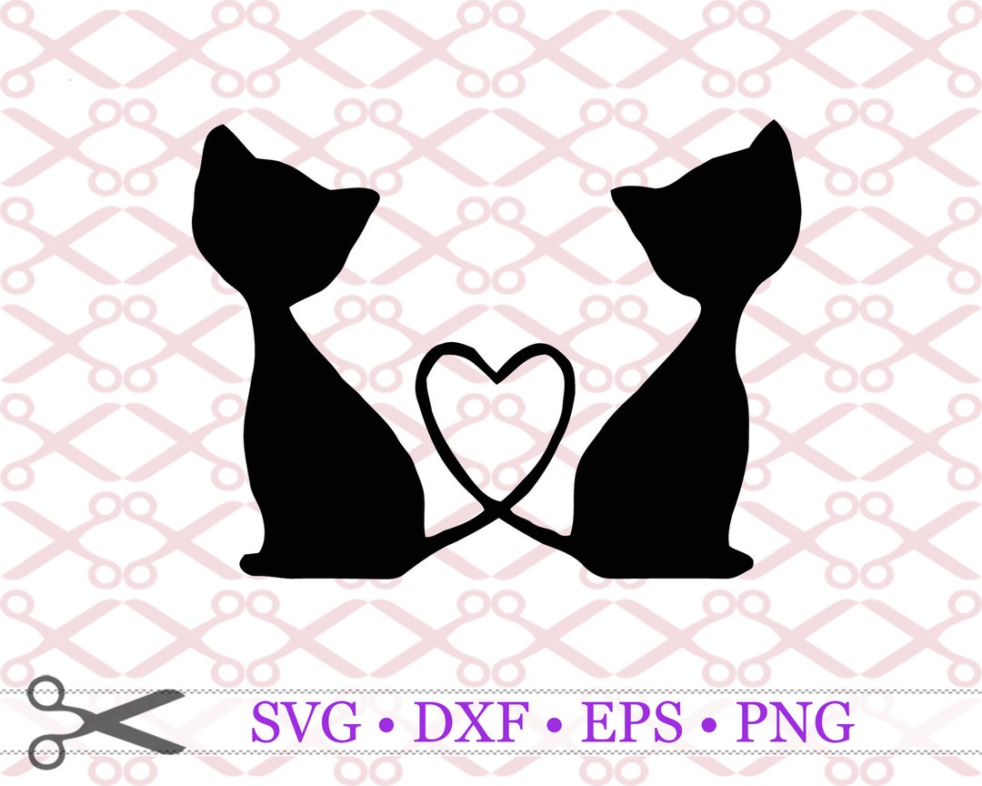 CAT SVG File, Two CATS Silhouette Svg, Png, Dfx,eps, Cat Heart Shaped ...