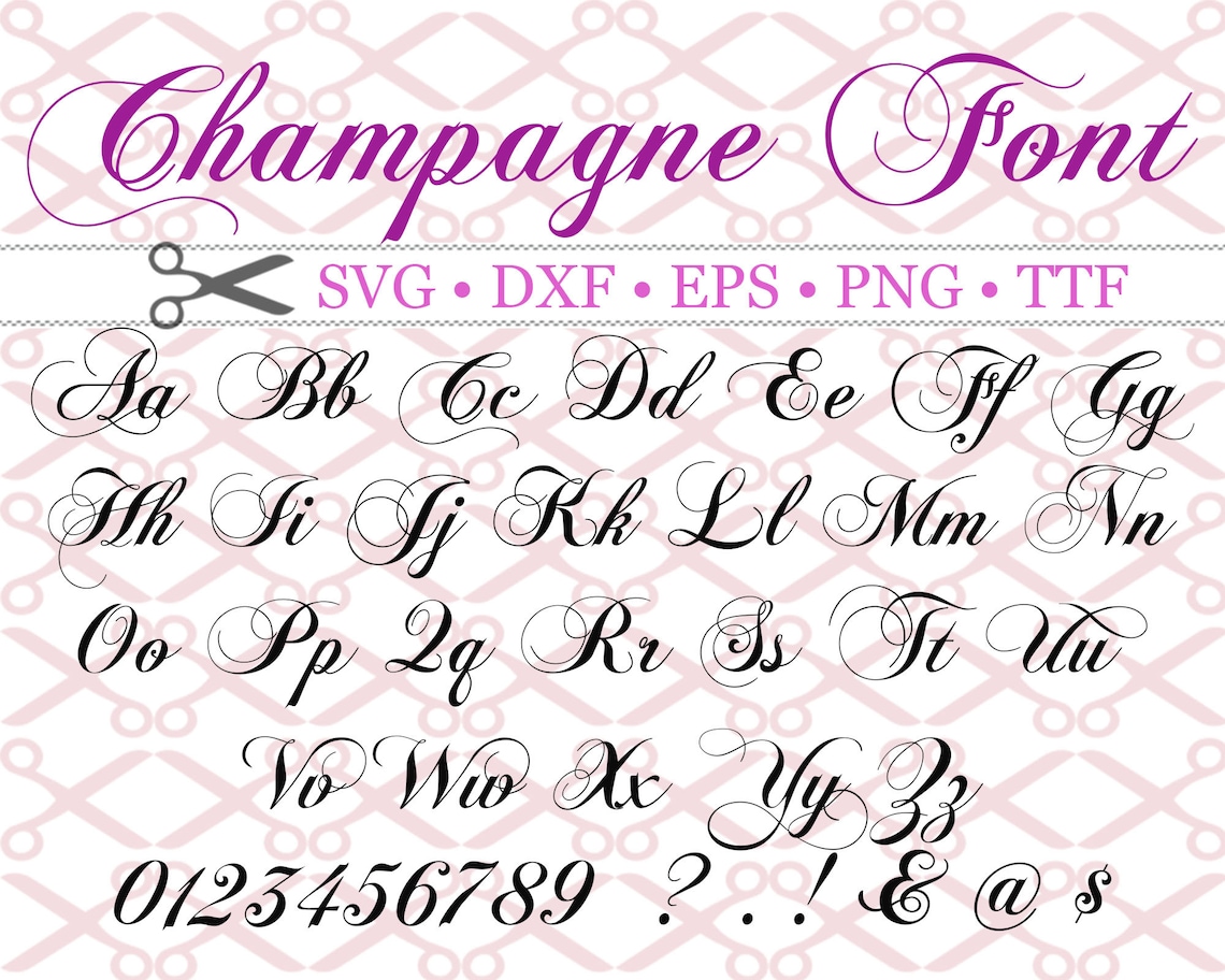Champagne Script Svg Fancy Script Monogram Font Svg Dxf Etsy