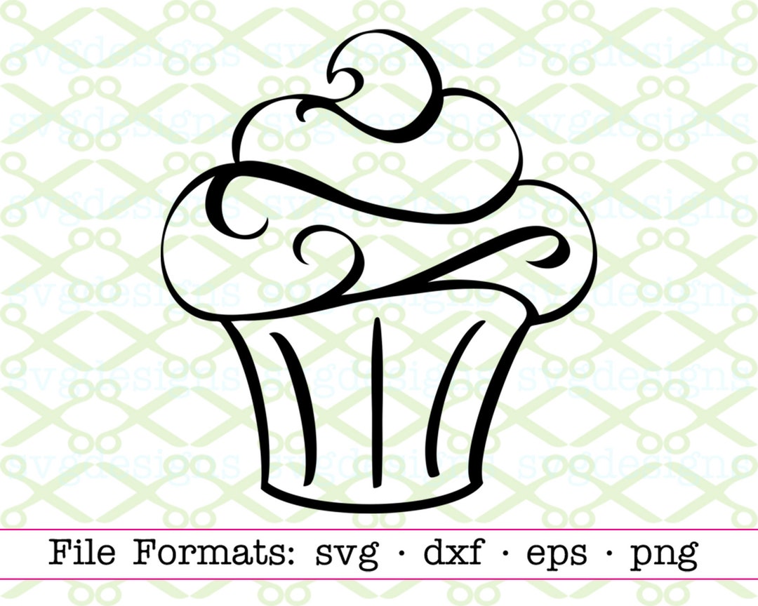 CUPCAKE SVG, Dxf, Eps & Png. Digital Cut Files for Cricut, Line Art ...