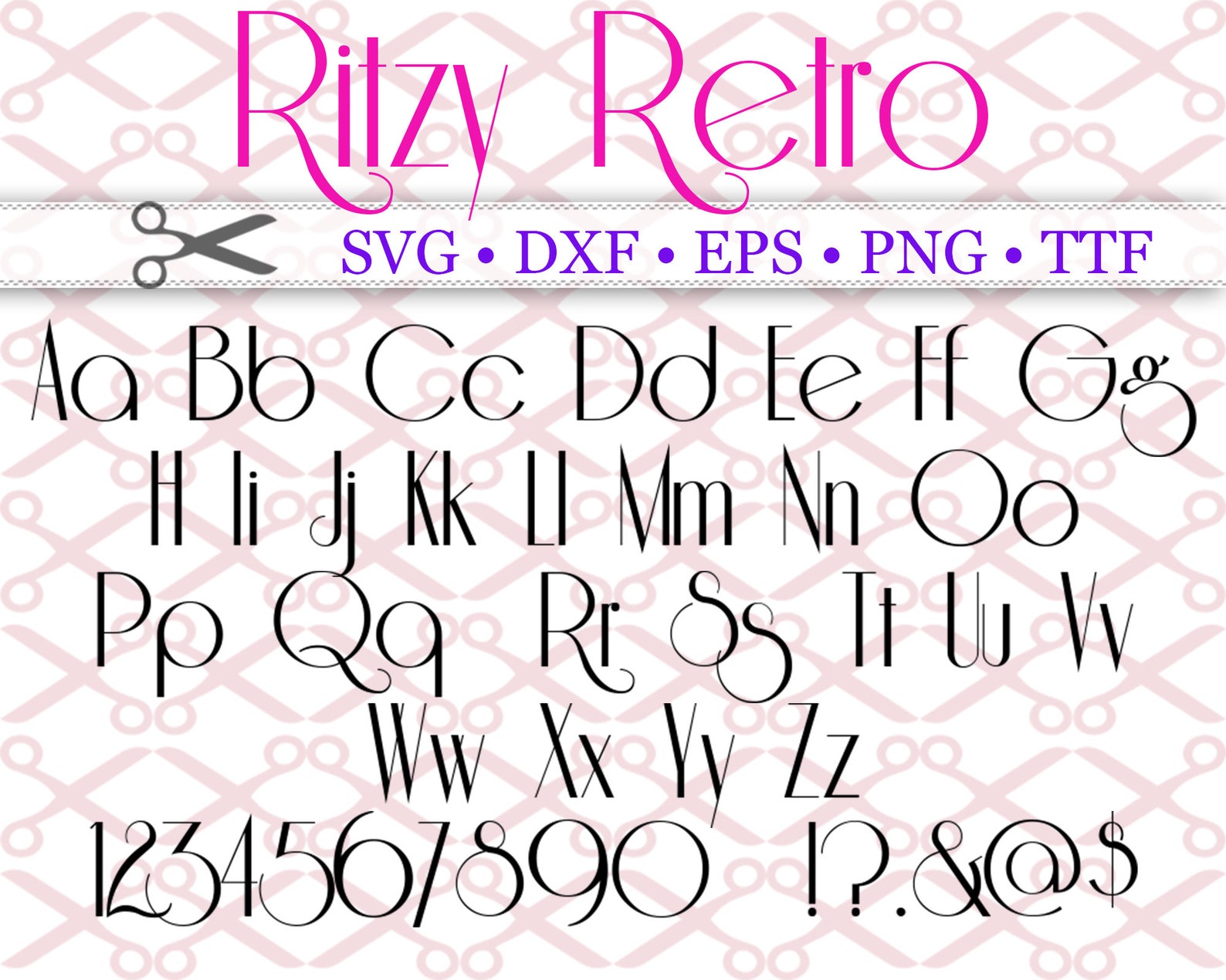 RITZY RETRO Script Monogram Svg Font; Svg, Dxf, Eps, Png, Ttf; Wedding ...
