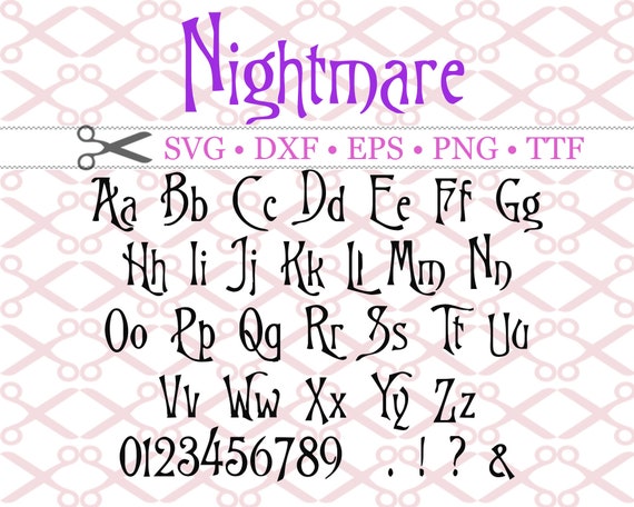 NIGHTMARE SVG Font Svg Dxf Eps Png Files 66 Vector Files - Etsy