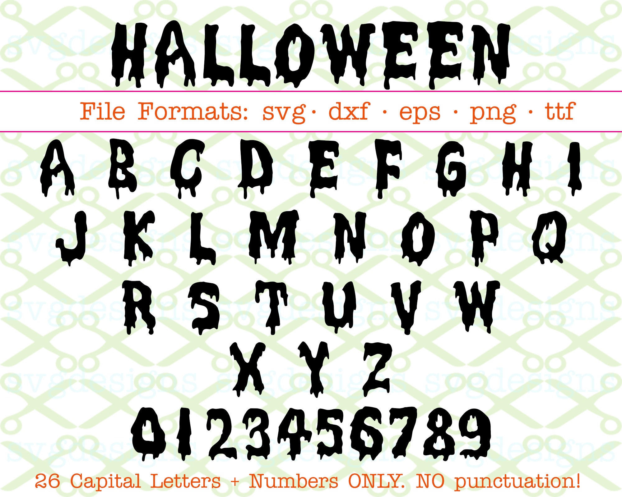 HALLOWEEN Svg Font, Monogram Svg Letters Numbers, Svg Dxf Eps, Png. Spooky Gothic Capital ...