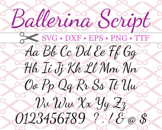 Ballerina Script Calligraphy Font Monogram Svg Dxf Eps Png | Etsy