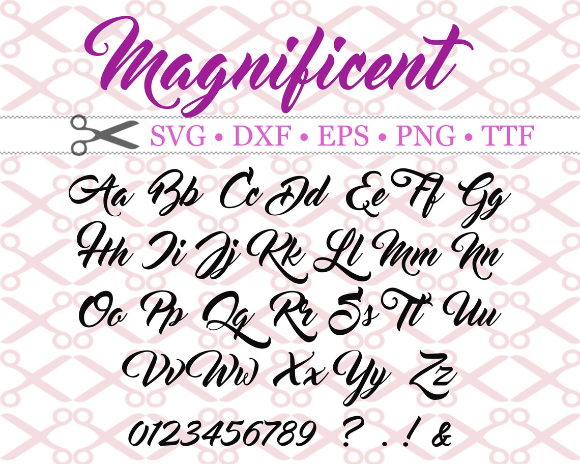 Magnificent Script SVG, Handwritten Font Svg, Dxf, Eps, Png Brush Font ...
