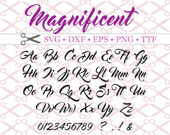 Champagne Script SVG, Fancy Script Monogram Font Svg, Dxf, Eps, Png Cursive Svg, Elegant Script ...