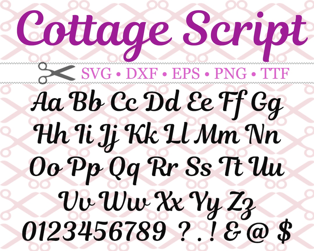 COTTAGE Font Script SVG, Retro Script Font Svg, Dxf, Eps, Png; Cottage ...