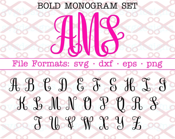 BOLD SCRIPT MONOGRAM Svg, Fancy Letters Svg, Dxf, Eps, Png, 26 Fancy ...