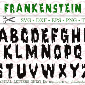 Frankenstein Font Svg Dxf Eps, Png, TTF, Halloween Font, Spooky Gothic ...