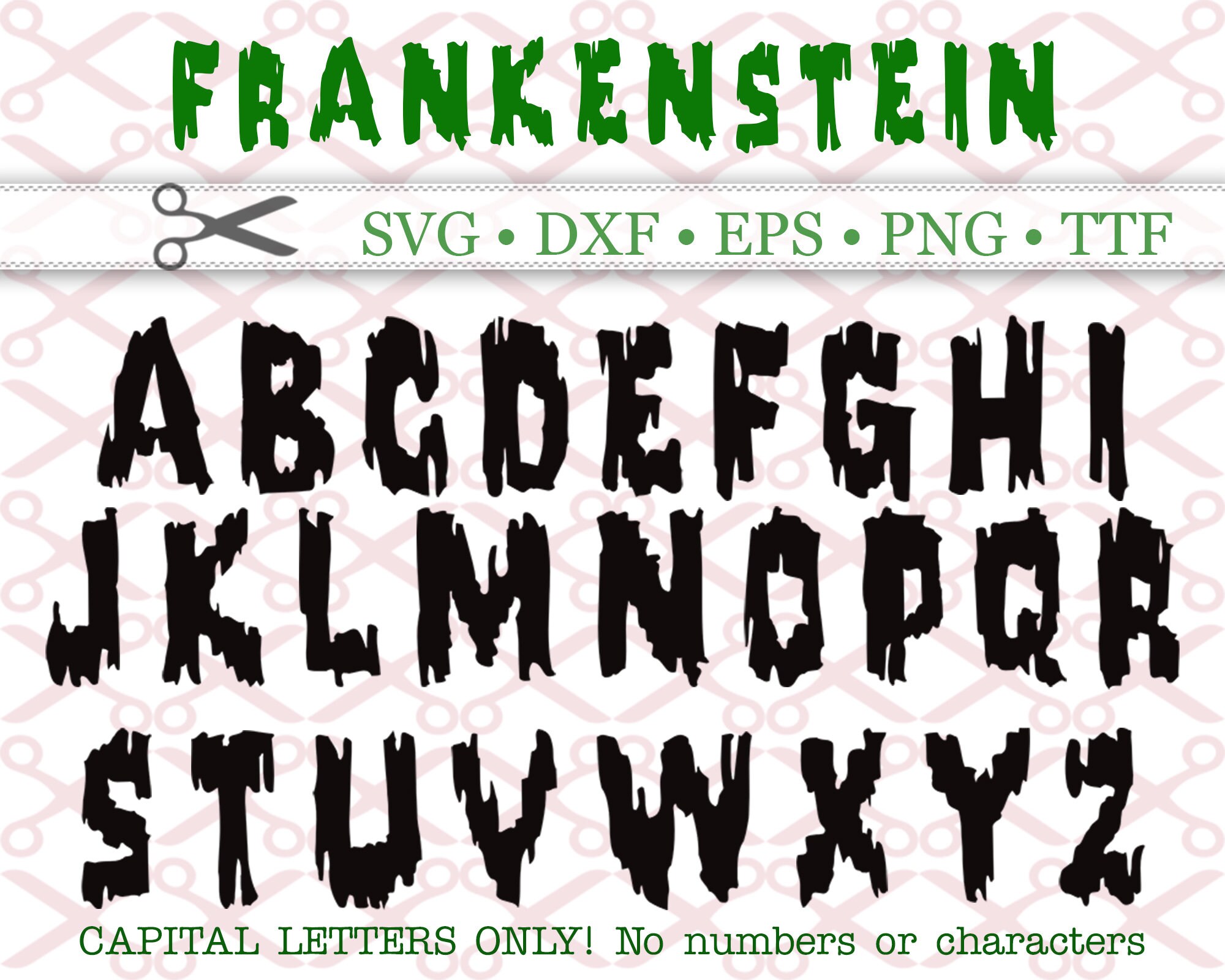Frankenstein Font Svg Dxf Eps Png TTF Halloween Font Etsy Frankenstein Font Svg Dxf Eps Png TTF Halloween Font Etsy