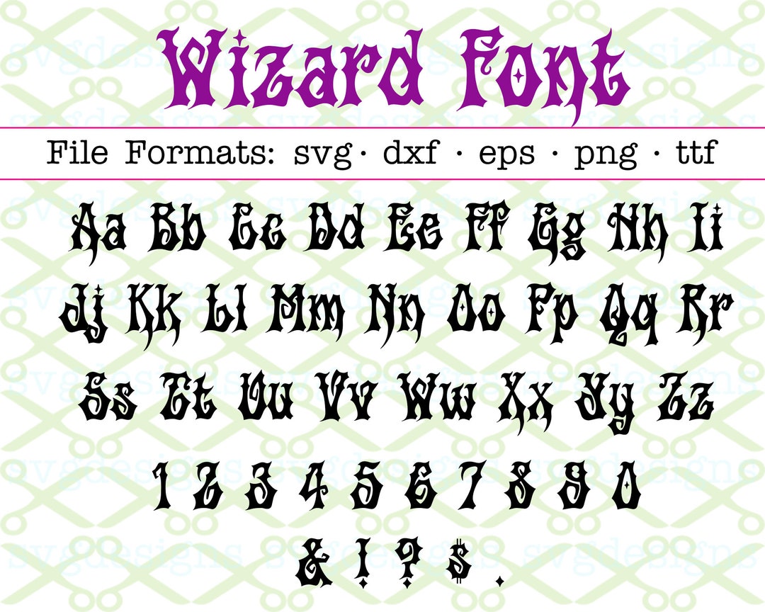 Wizard Medieval Font Svg, Dxf, Eps, Png, TTF; Gothic Letters, Fairy ...