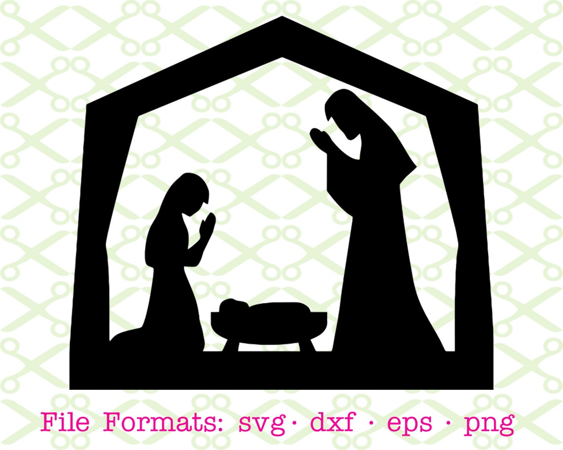 NATIVITY SVG, Dxf, Eps, Png. Mary Joseph & Baby Jesus Svg, Files for ...