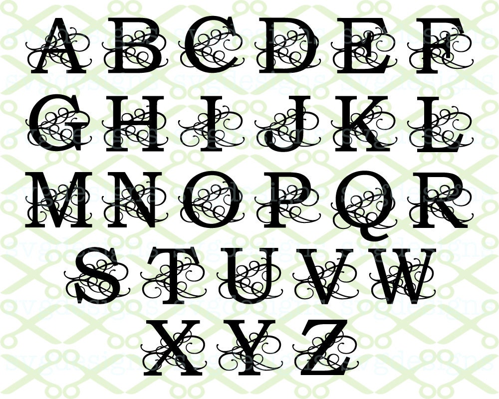 Flourish Monogram SVG, Dxf, Eps, Png; Fancy Flourish Monogram Svg, 26 ...