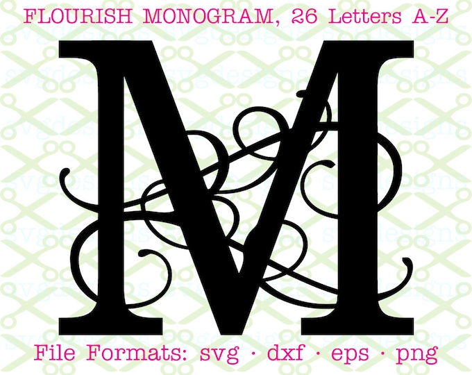Apex Monogram SVG, Dxf, Eps, Png Fancy Wedding Monogram Svg, 26 Letters ...