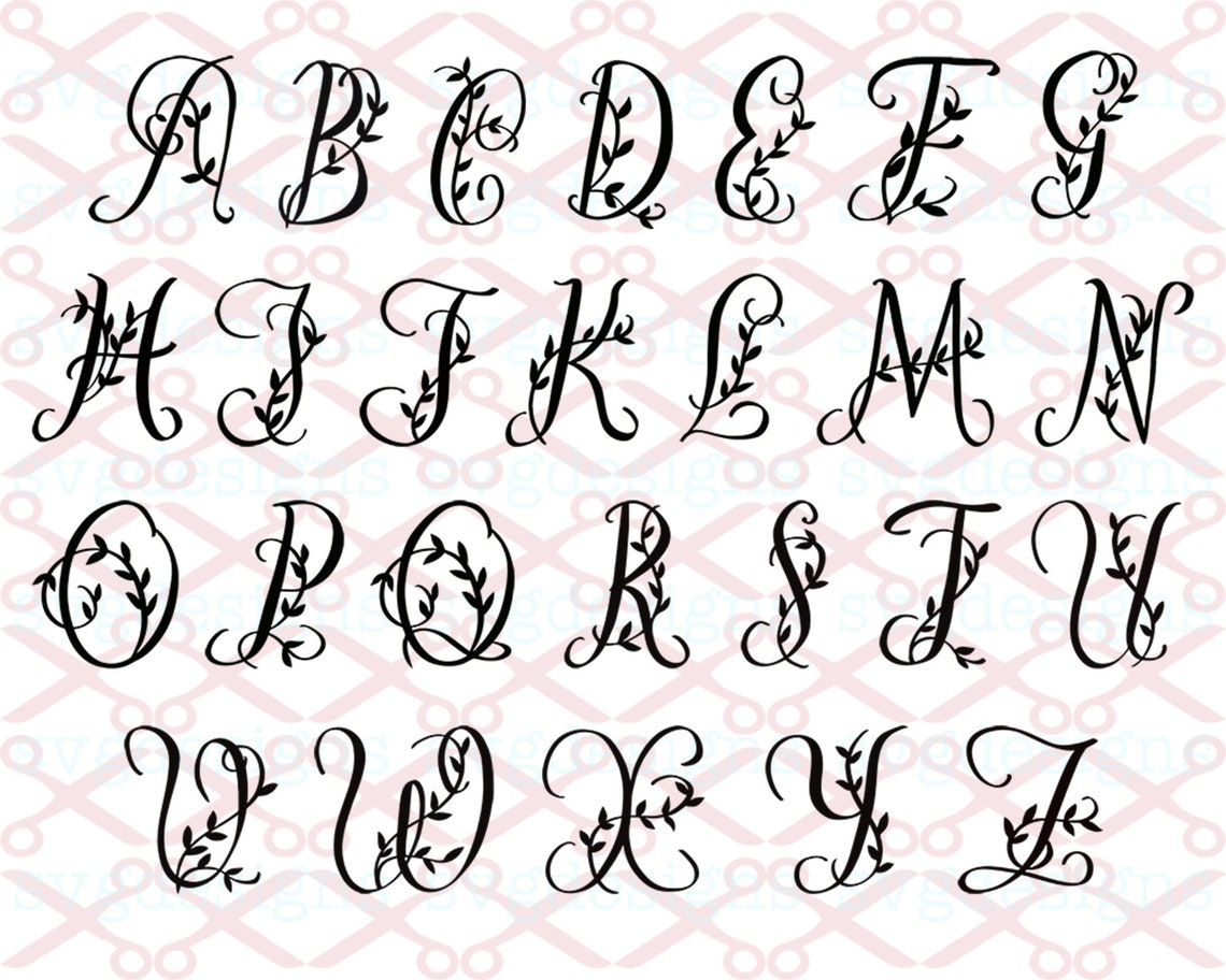 Fancy Leaves Monogram SVG Dxf Eps Png Fancy Wedding - Etsy