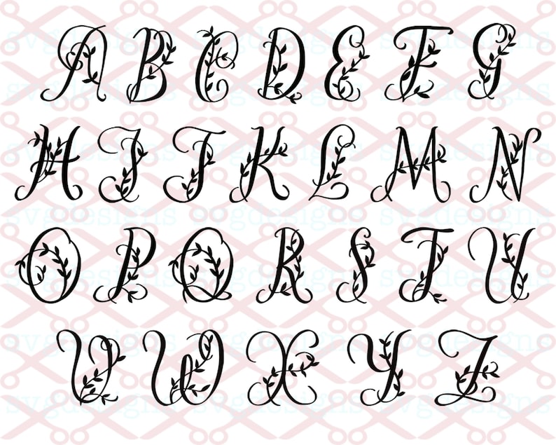 Fancy Leaves Monogram SVG Dxf Eps Png Fancy Wedding - Etsy