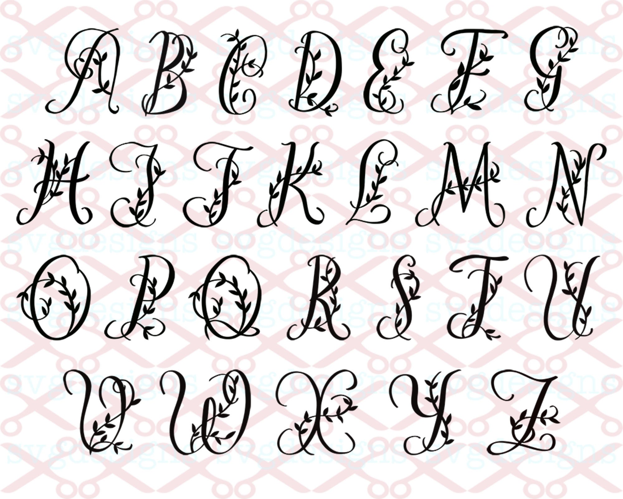 Fancy Leaves Monogram SVG, Dxf, Eps, Png; Fancy Wedding Monogram Svg ...