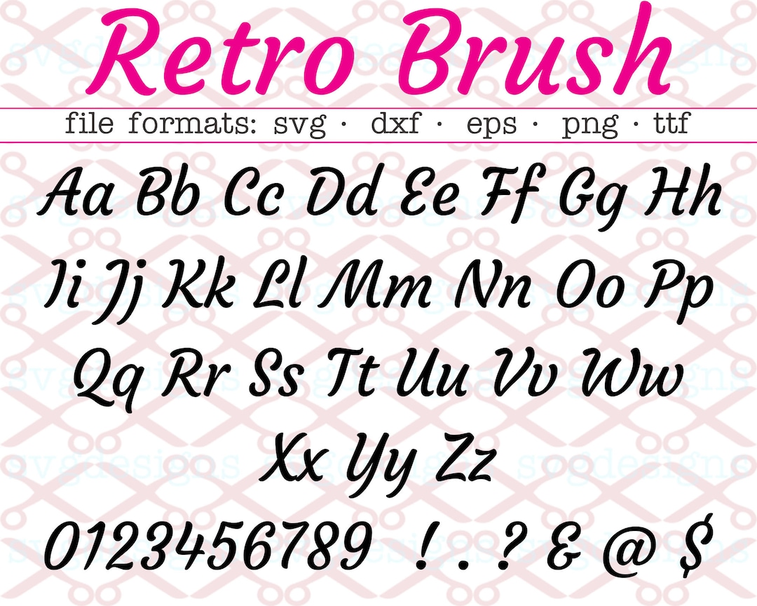 RETRO Brush Script Font Svg, Dxf, Eps, PNG; Bold Font, Italic Brush ...