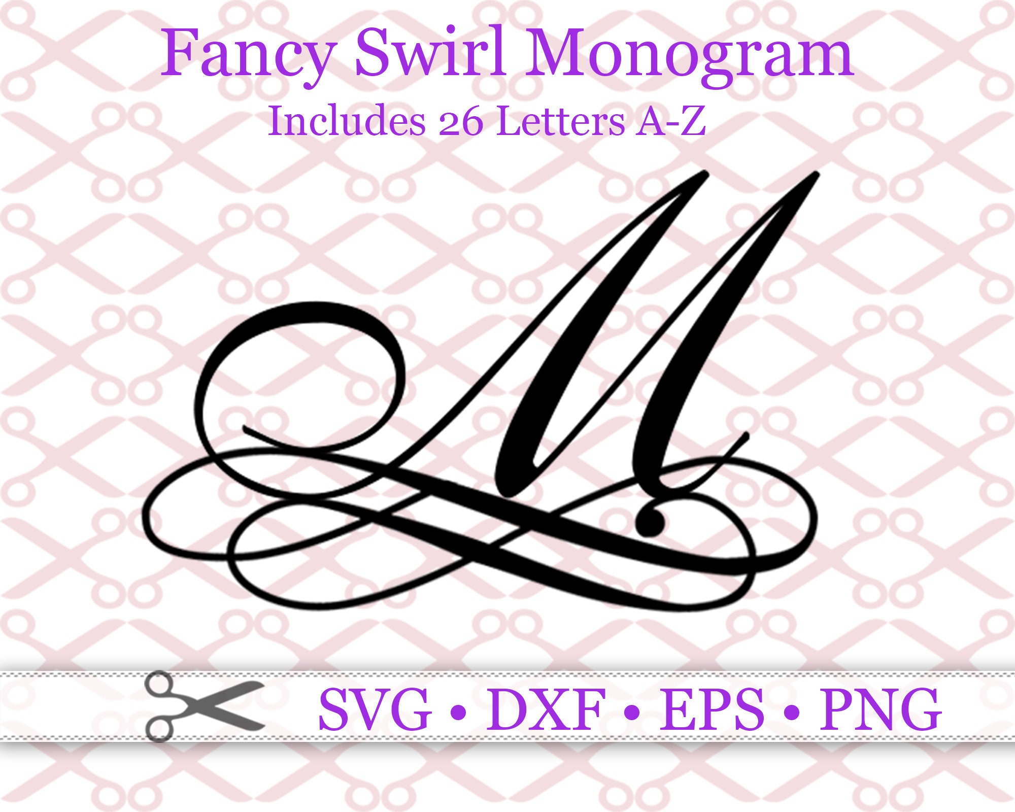 Fancy Swirl MONOGRAM Svg, Dxf, Eps, Png Files, Wedding Monogram ...