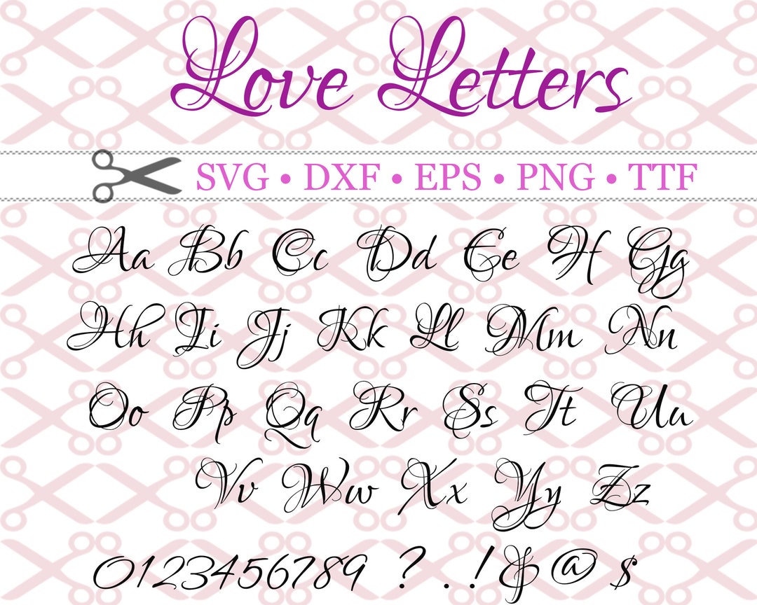 Love Letters Fancy Script Monogram Svg, Dxf, Eps, Png, TTF File, DIY ...