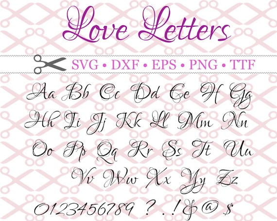 Love Letters Fancy Script Monogram Svg Dxf Eps Png TTF | Etsy