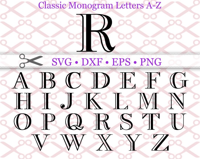 Apex Monogram SVG, Dxf, Eps, Png Fancy Wedding Monogram Svg, 26 Letters ...