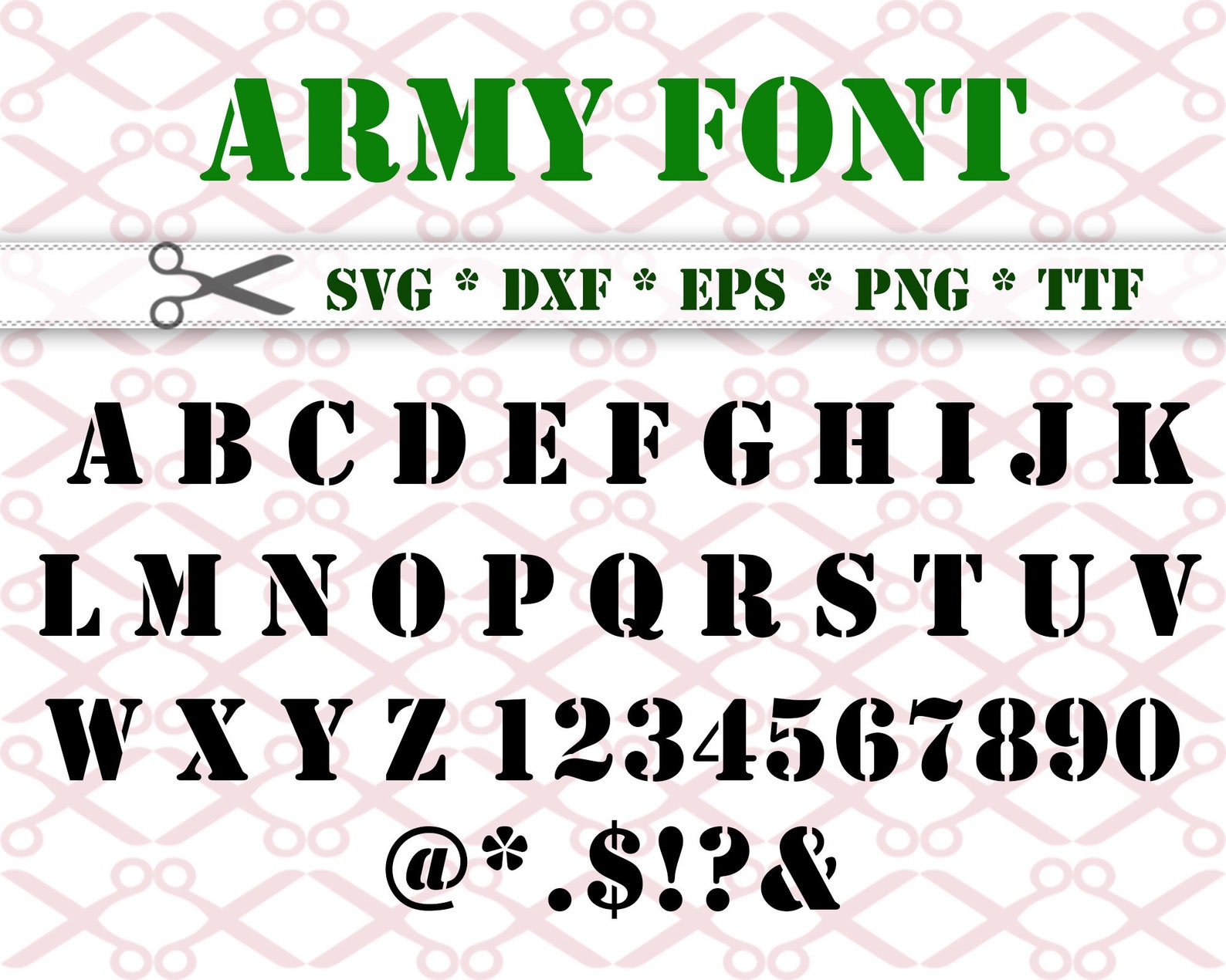 Army Font Monogram Svg Font, Stencil Svg Letters, Svg, Dxf, Eps, Png ...